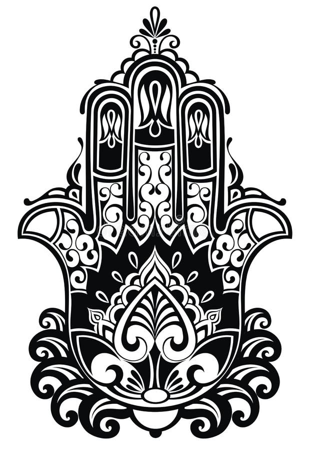 Indian Hand Drawn Hamsa Symbol Stock Vector - Illustration of curve ...