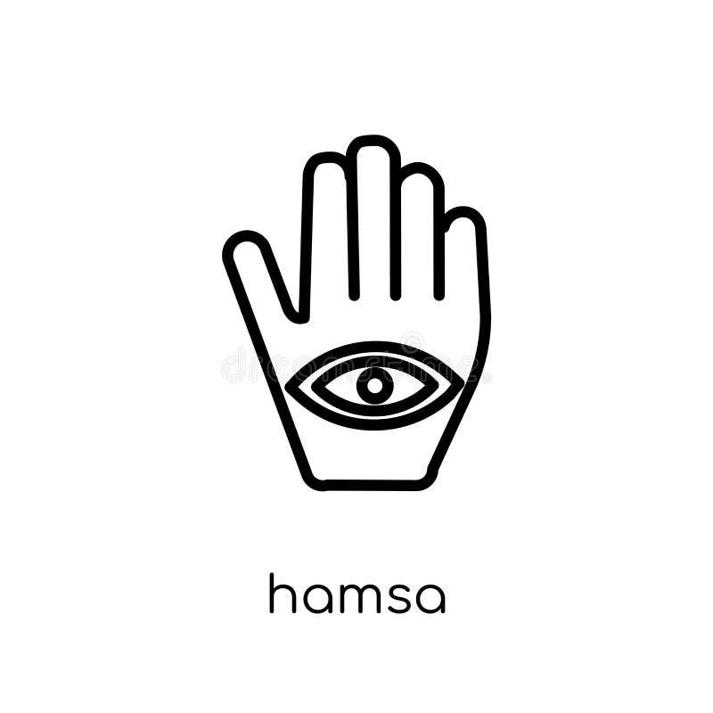 Hamsa Icon. Trendy Modern Flat Linear Vector Hamsa Icon on White Stock ...