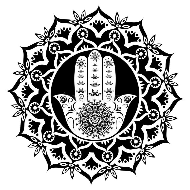 Hamsa ou main de Fatima illustration de vecteur. Illustration du fond ...