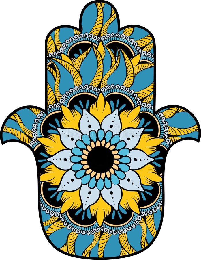 Hamsa with Round Ethnic Pattern Stock Vector - Illustration of abstract ...