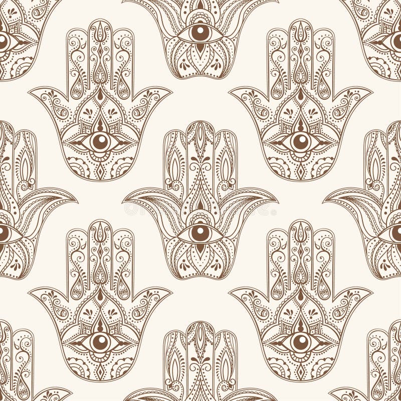 Hamsa Symbol Seamless Pattern Stock Illustration - Illustration of ...