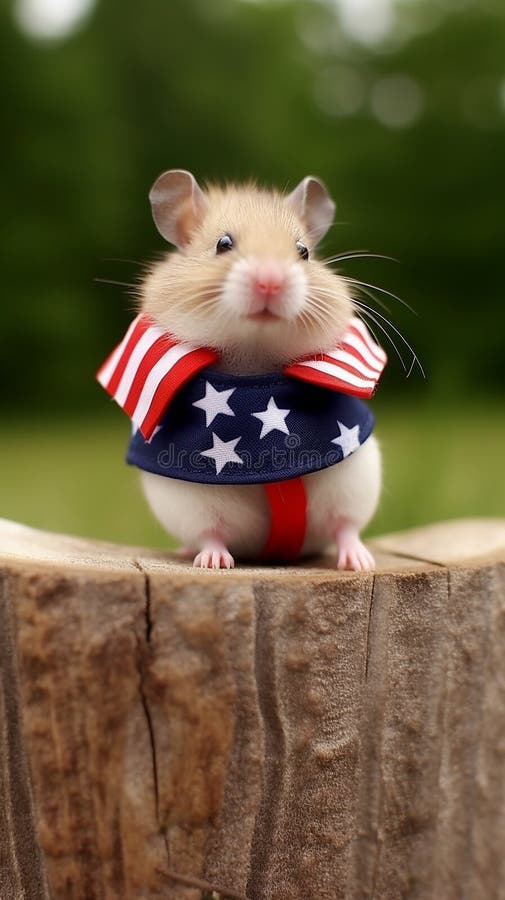 Hamster with American Flag Dressed Up. Created Using Ai Generative ...