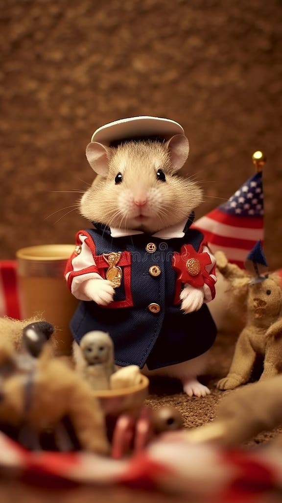 Hamster with American Flag Dressed Up. Created Using Ai Generative ...
