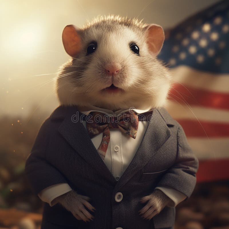 Hamster with American Flag Dressed Up. Created Using Ai Generative ...