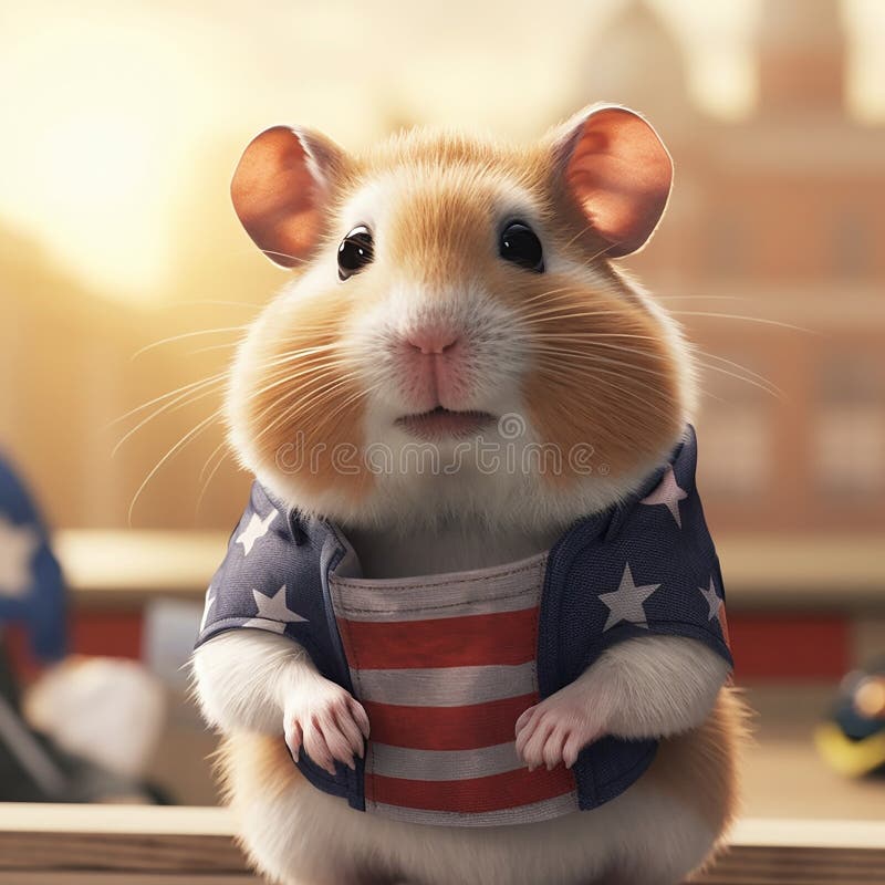 Hamster with American Flag Dressed Up. Created Using Ai Generative ...