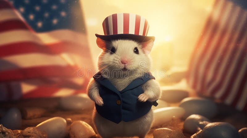 Hamster with American Flag Dressed Up. Created Using Ai Generative ...