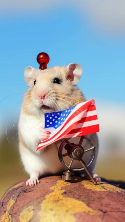 A Hamster with an American Flag on Its Head. Generative AI Image. Stock ...