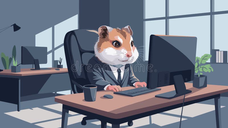 Hamster in a Business Suit Working at an Office Desk Stock Illustration ...