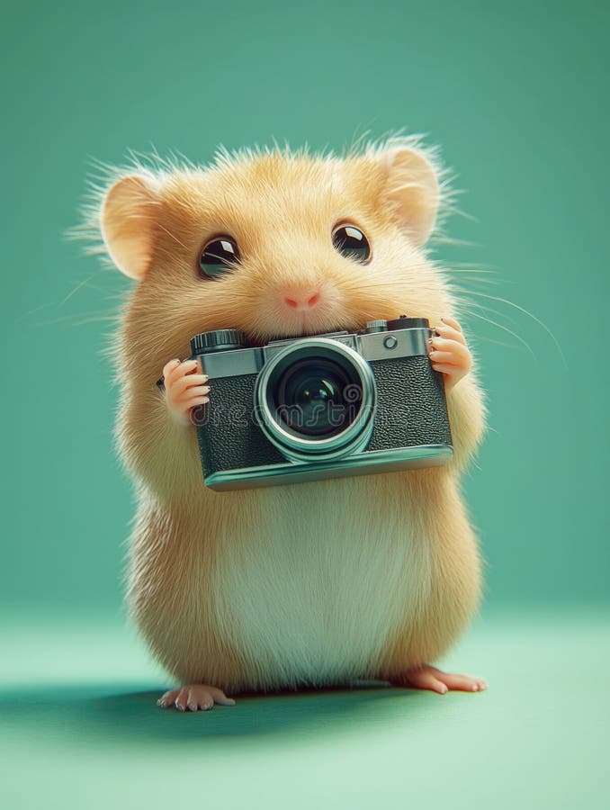 Hamster with Camera stock photo. Image of closeup, handheld - 379904230