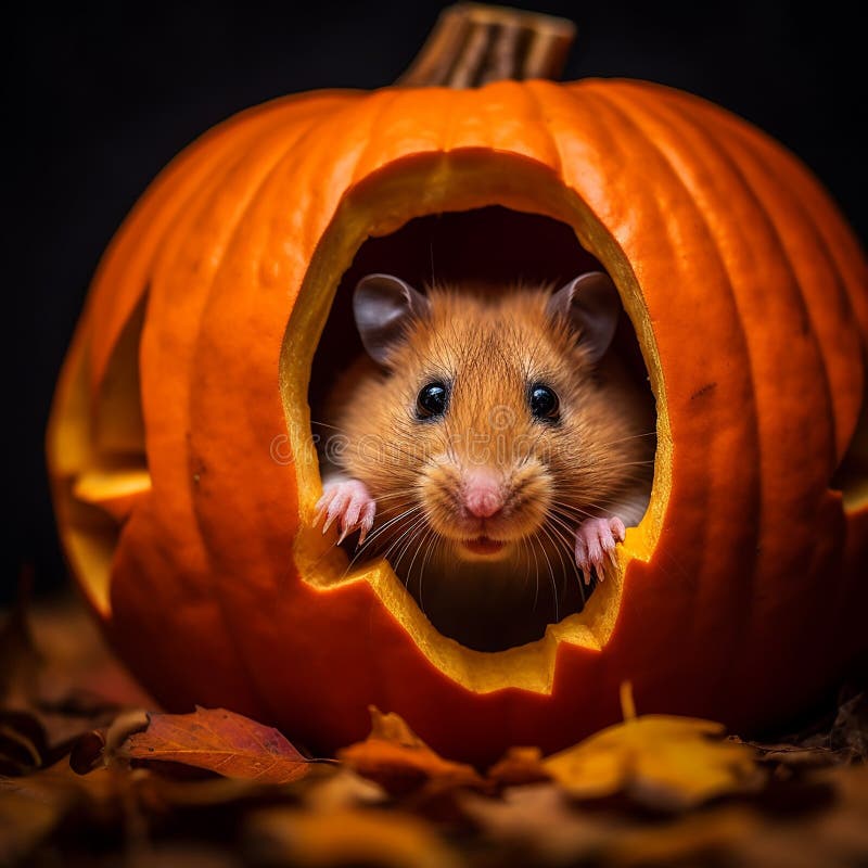 Hamster Celebrating Halloween in Cute Scene. Stock Illustration ...