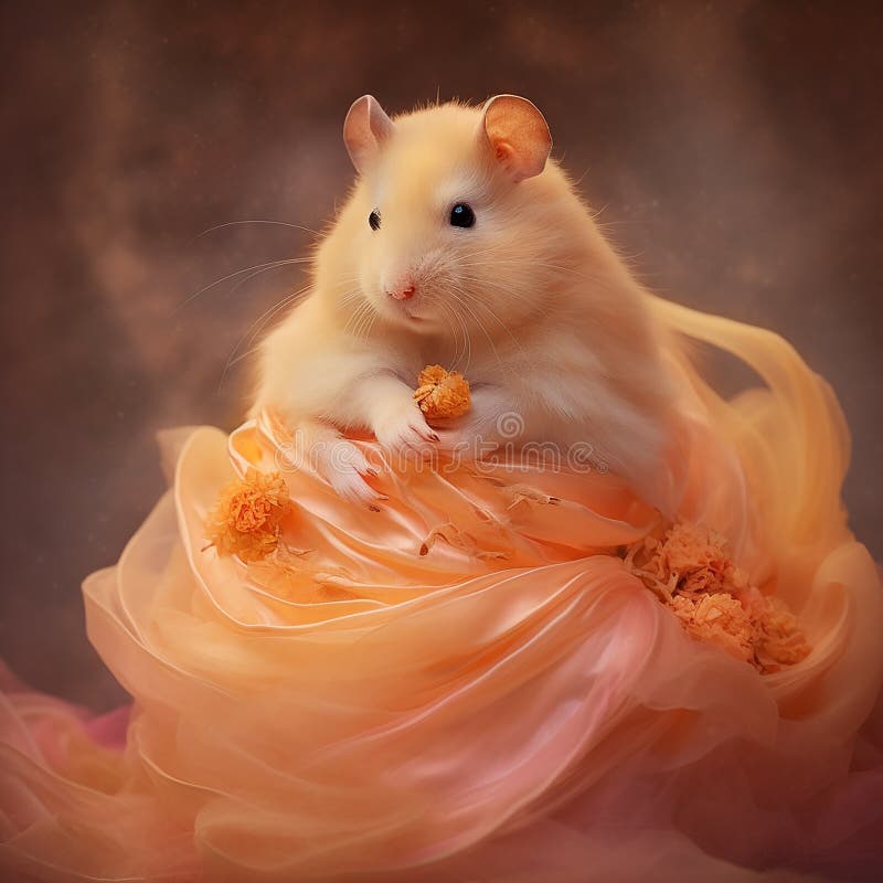 Hamster Character in Soft Pink Orange Fabric Material. Stock ...