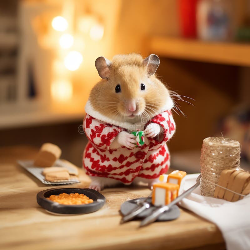 Hamster Chef Cooking in a Little Hamster Kitchen. Stock Image - Image ...