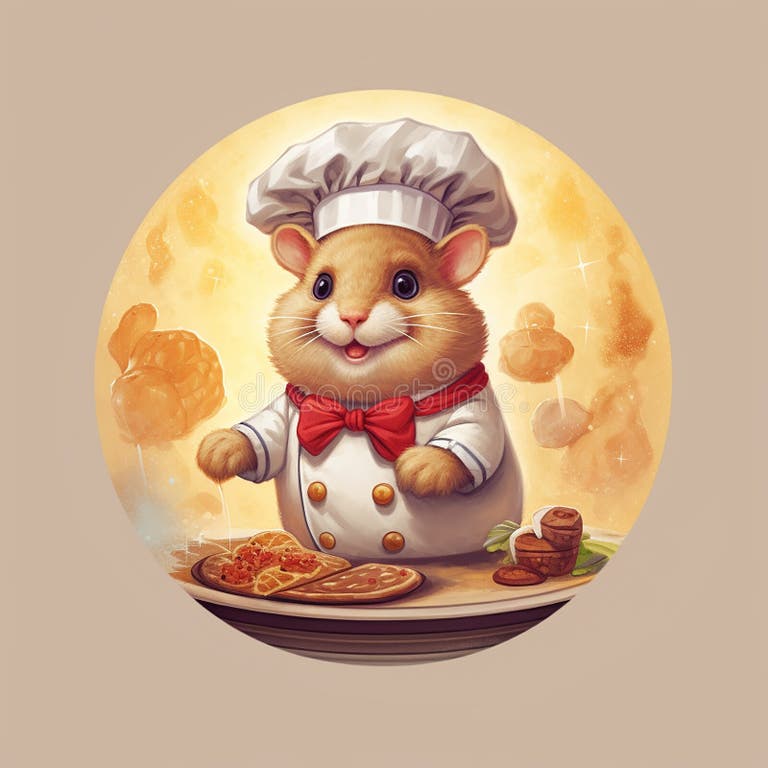 Hamster Chef Cooking in a Little Hamster Kitchen. Stock Illustration ...