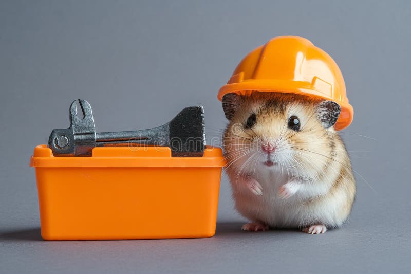Hamster Construction Worker Helmet Standing Miniature Stock Photos ...