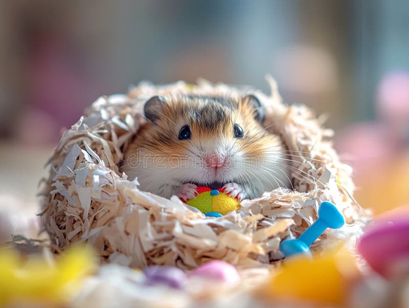Hamster in a Cozy Bed pic stock image. Image of grass - 361930639