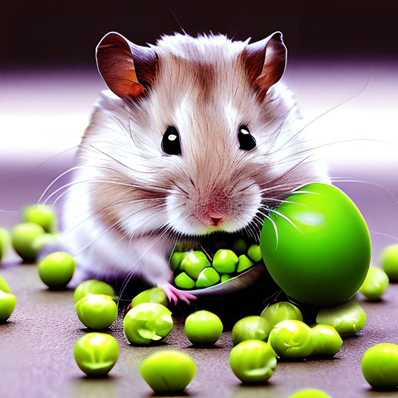 Hamster, Cute Pet Eats Peas Hamster, Cute Pet Eats Biscuits Ai ...