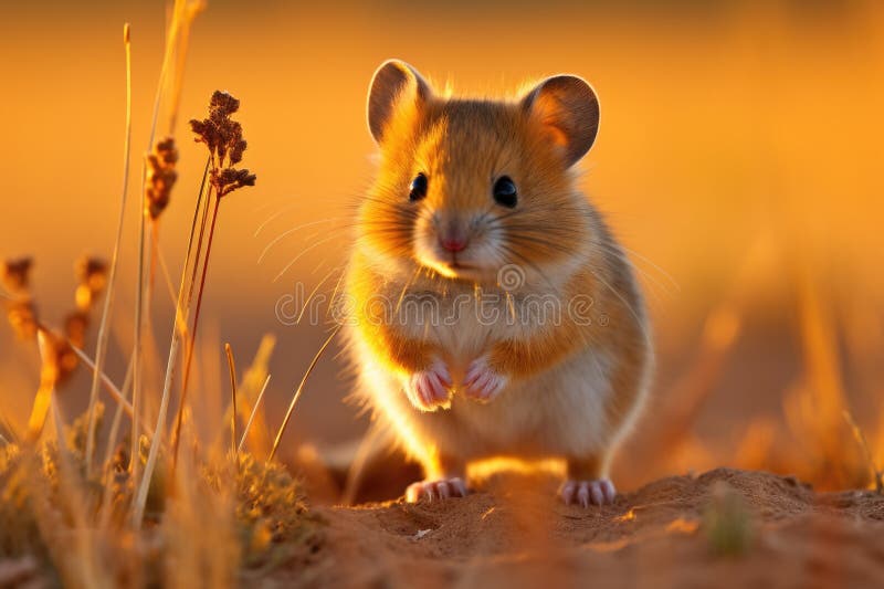 Hamster in the Desert at Sunset, AI Stock Photo - Image of portrait ...