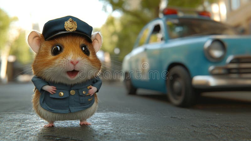 The Hamster is Dressed As a Police Officer with a Badge, Displaying ...