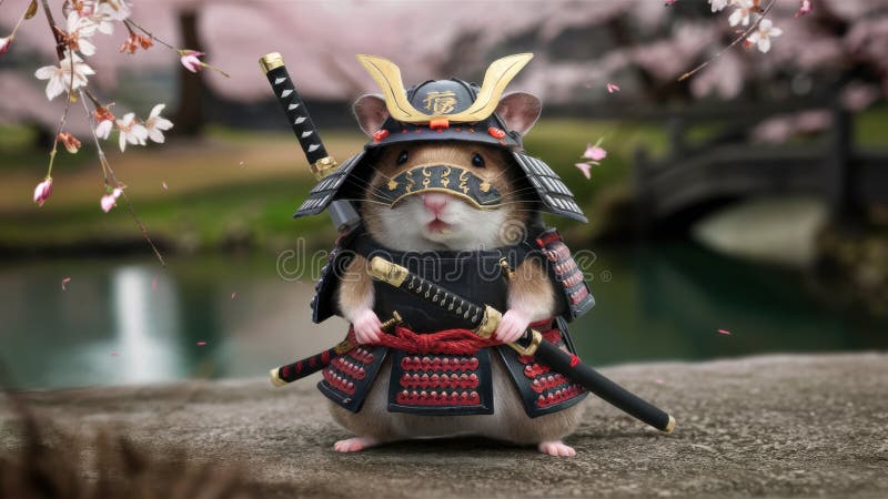 A Hamster Dressed As a Samurai with Sword and Armor, AI Stock Image ...