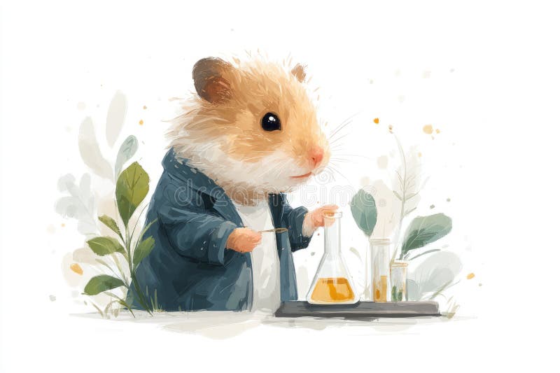 Hamster Dressed As a Scientist Mixing Chemicals in a Tiny Lab Stock ...