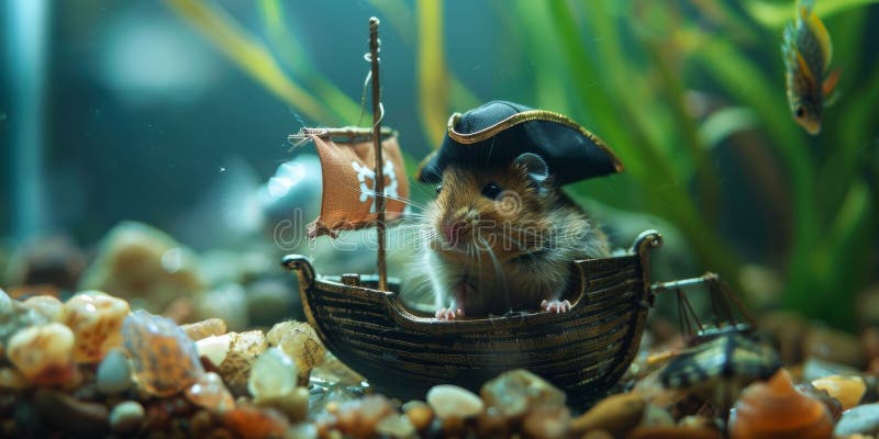 A Hamster Dressed As a Tiny Pirate Generated by AI Stock Illustration ...