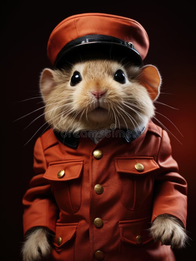 A Hamster Dressed in an Orange Uniform Stock Photo - Image of camera ...