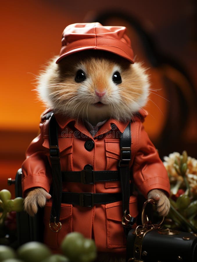 A Hamster Dressed in a Red Coat and Hat Stock Image - Image of domestic ...