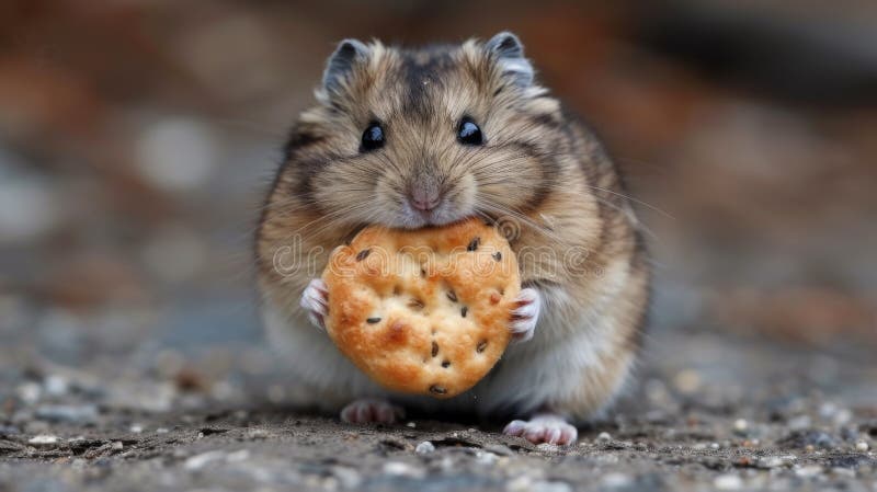 A Hamster Eating a Cookie on the Ground, AI Stock Image - Image of ...
