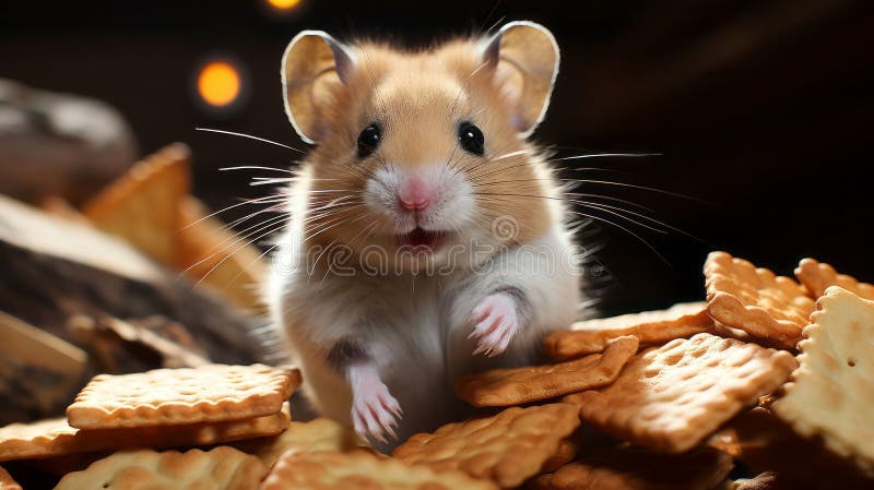 A Hamster Eating a Cracker. Generative AI. Stock Image - Image of ...