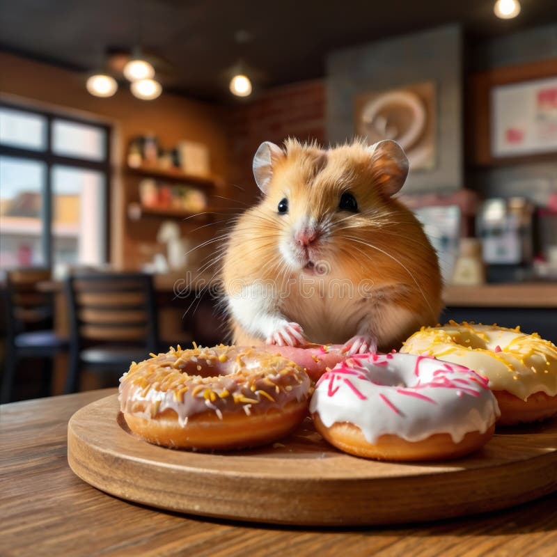Hamster eats a doughnut stock illustration. Illustration of doughnut ...