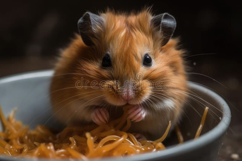 Hamster Eating Spaghetti in Bowl Generative AI Stock Illustration ...