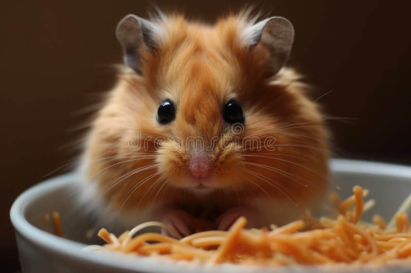 Hamster Eating Spaghetti in Bowl Generative AI Stock Illustration ...