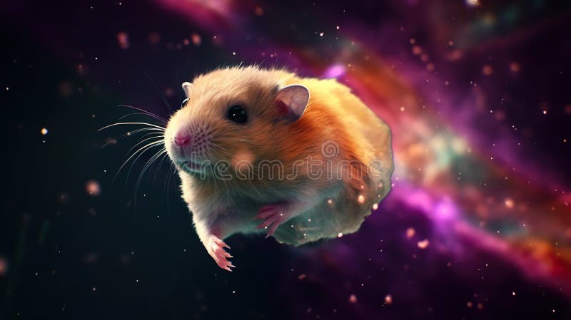 A Hamster is Flying through the Space. Generative AI Image. Stock ...