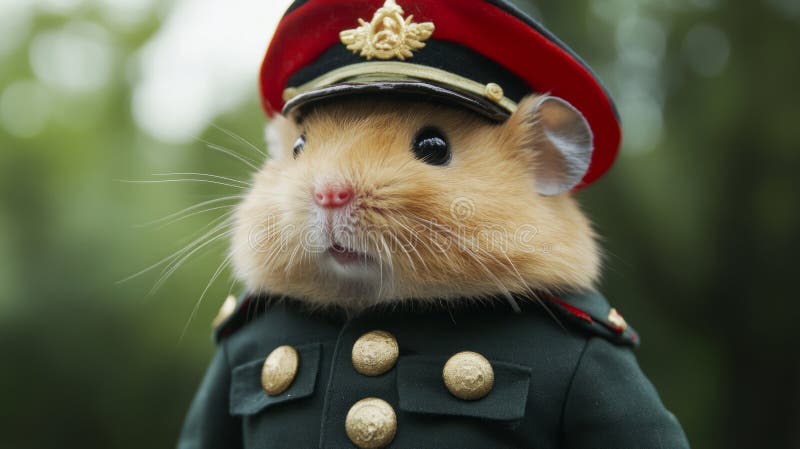 Hamster General Portrait. a Funny Pet in Military Uniform. Tiny Brave ...