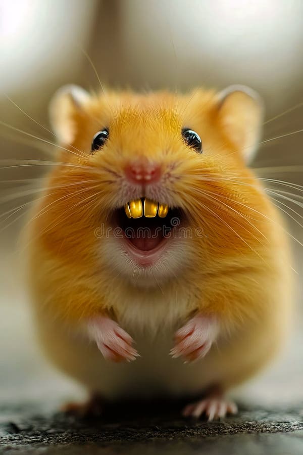 A Hamster with Golden Teeth Smiling Stock Illustration - Illustration ...