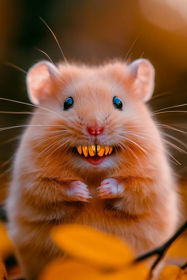 A Hamster with Golden Teeth Smiling Stock Illustration - Illustration ...