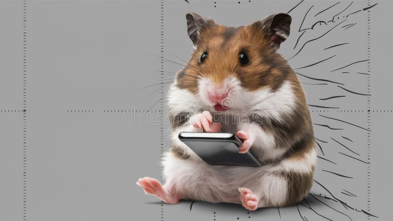 A Hamster Holding a Cell Phone in Its Paws with the Screen Cracked, AI ...