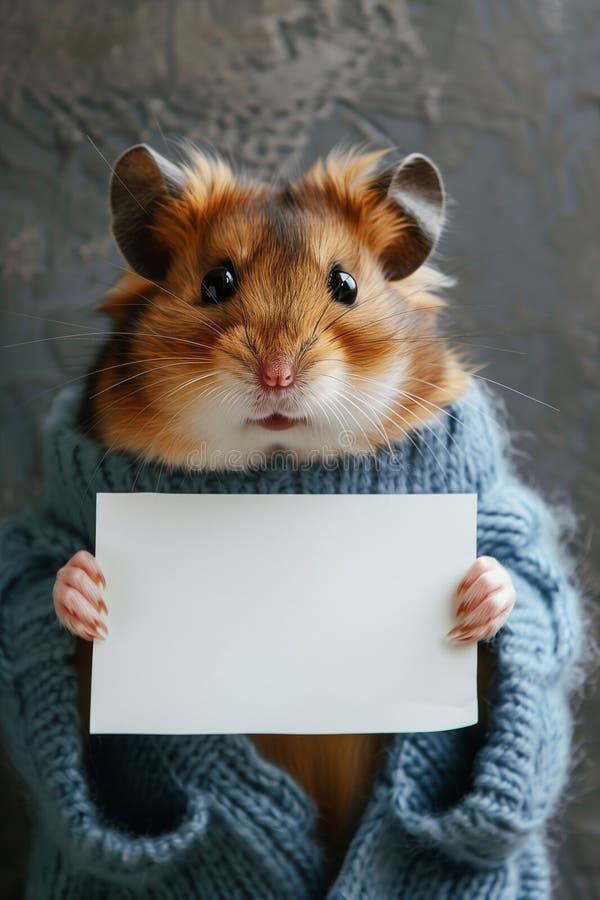 Hamster Holding a White Sign Stock Illustration - Illustration of ...
