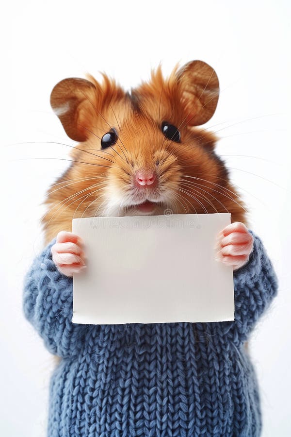 Hamster Holding a White Sign Stock Illustration - Illustration of card ...