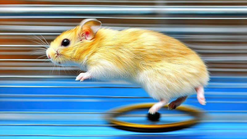 Hamster Jumping Wheel Cage Blur Background Pet Stock Photo - Image of ...