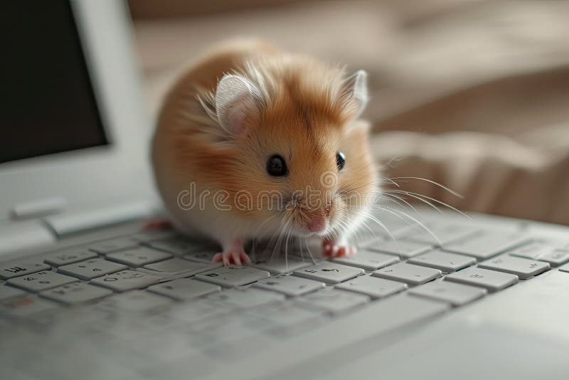 The hamster at the laptop stock illustration. Illustration of small ...