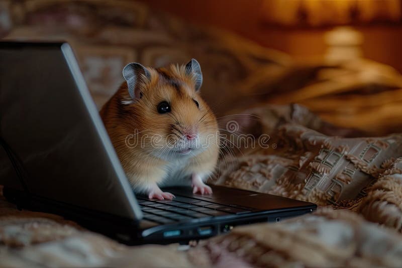 The hamster at the laptop stock illustration. Illustration of typing ...