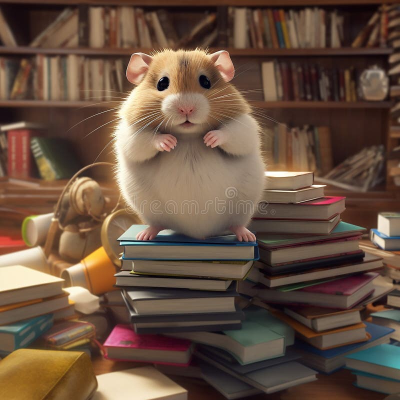 Hamster in a Library, Cute, Adorable. Created Using Ai Generative ...