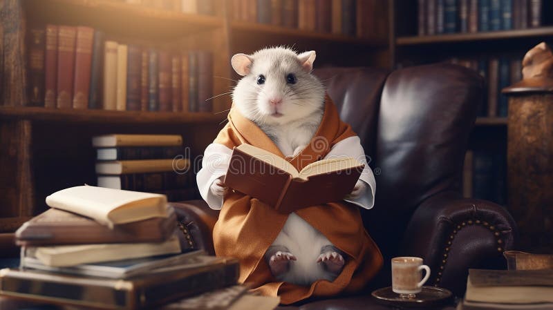 Hamster in a Library, Cute, Adorable. Created Using Ai Generative ...