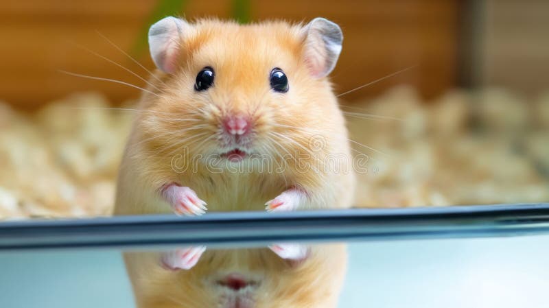 A Hamster Looking at the Camera from Behind a Glass, AI Stock Photo ...