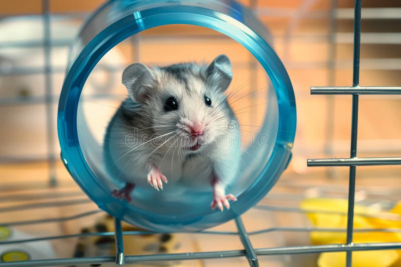 Hamster is Looking at the Camera in a Cage. Stock Photo - Image of look ...