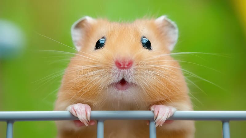 A Hamster Looking Over a Metal Gate with Its Mouth Open, AI Stock Image ...