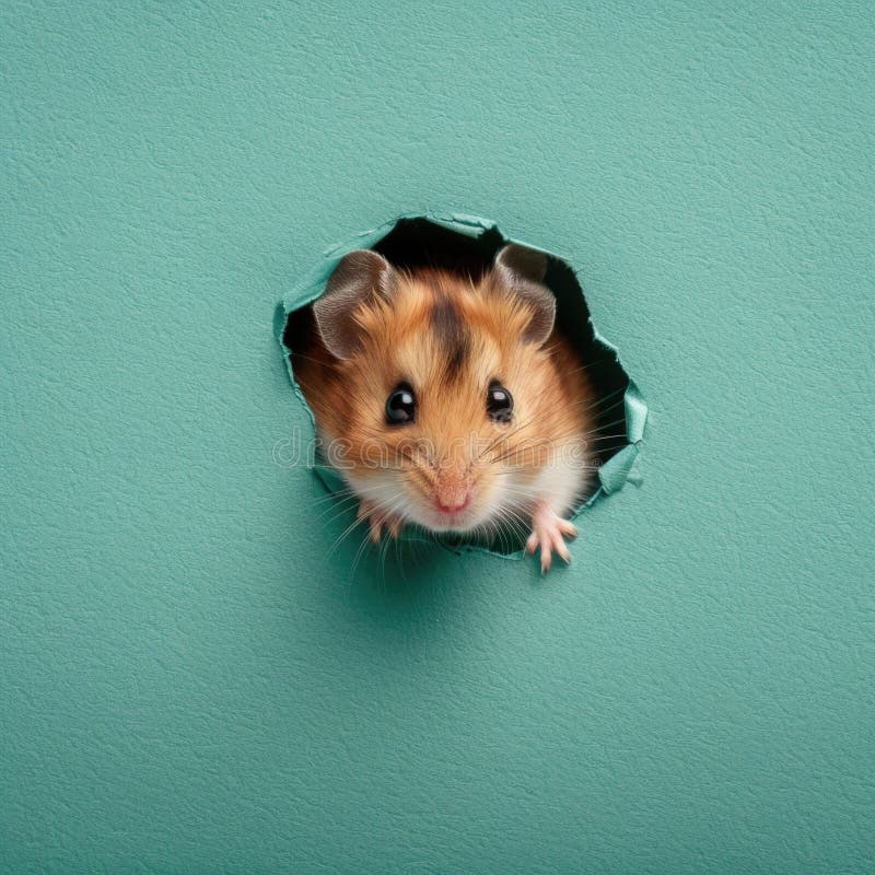 A Hamster Looks Out from Its Hiding Place, Curious about the World ...