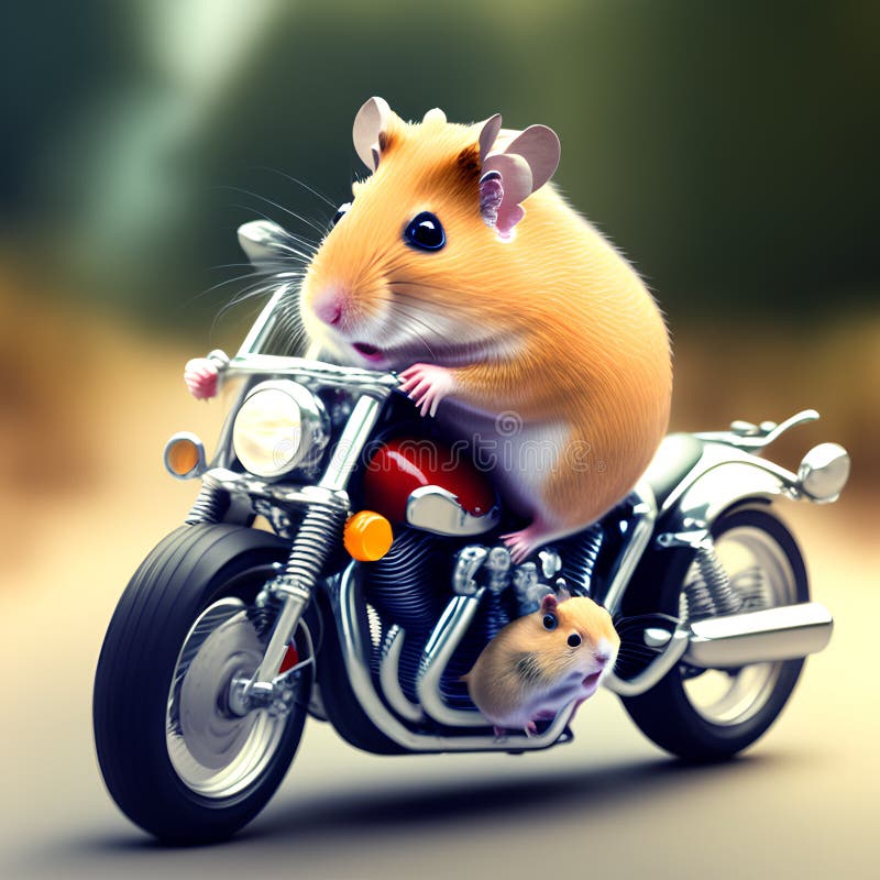 Hamster on Motorcycle, Generative AI Illustration Stock Illustration ...