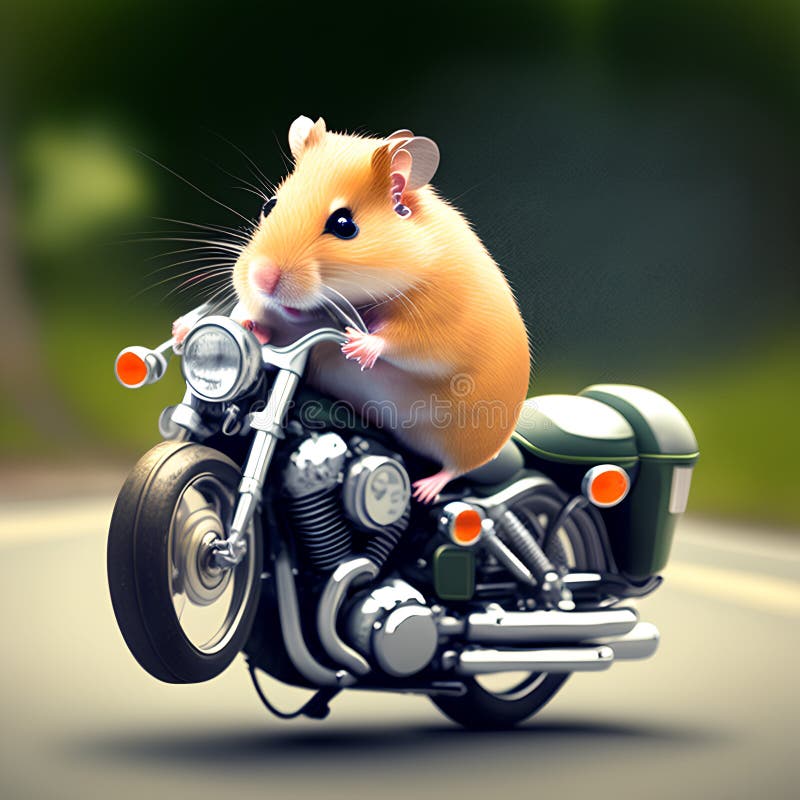 Hamster on Motorcycle, Generative AI Illustration Stock Illustration ...